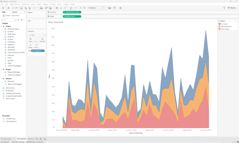 How to create a Stacked Area Chart in Tableau | Visualitics